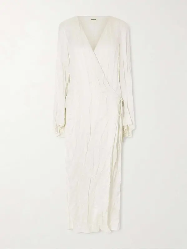 Khaite Rommi Crinkled-voile Midi Wrap Dress - Off-white