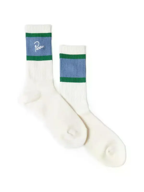 PARRA Signature Striped Socks - White