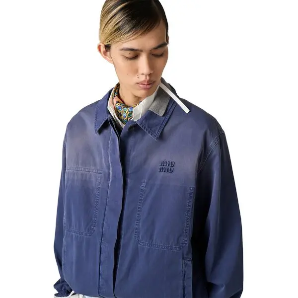 Miu Miu Garment-dyed Twill Blouson Jacket - Uniform Blue