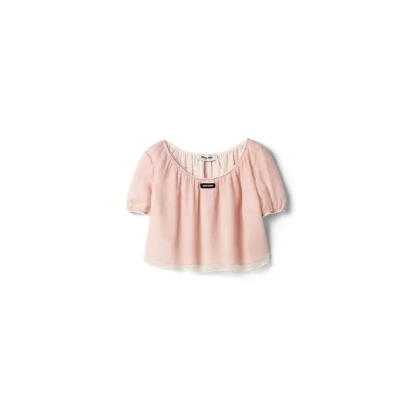 Miu Miu Cropped Chiffon Top