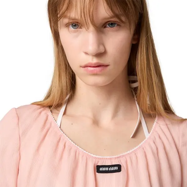 Miu Miu Cropped Chiffon Top