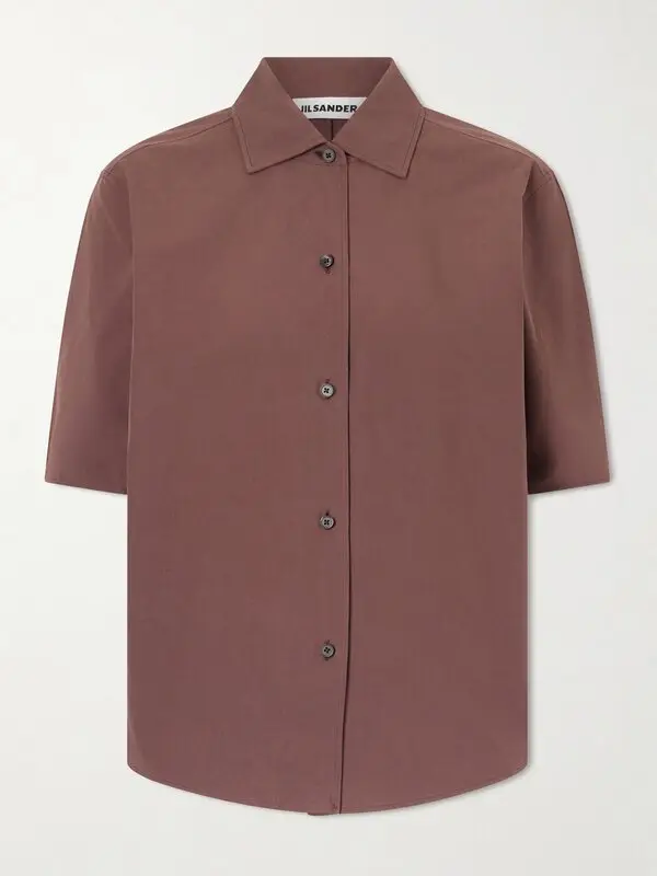 JIL SANDER Boxy Cotton Shirt - Brown