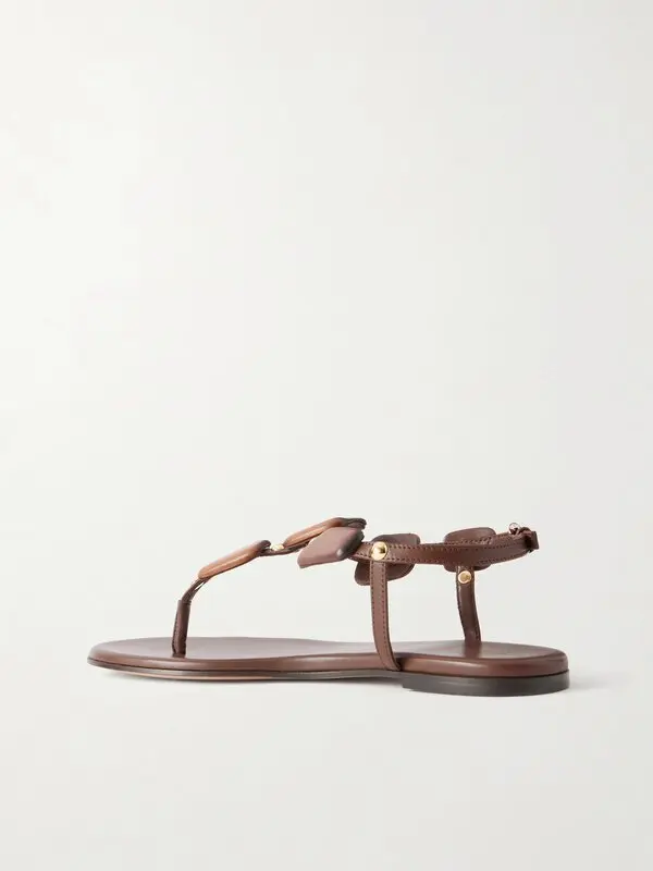 GIANVITO ROSSI Embellished Leather Flat Sandals
