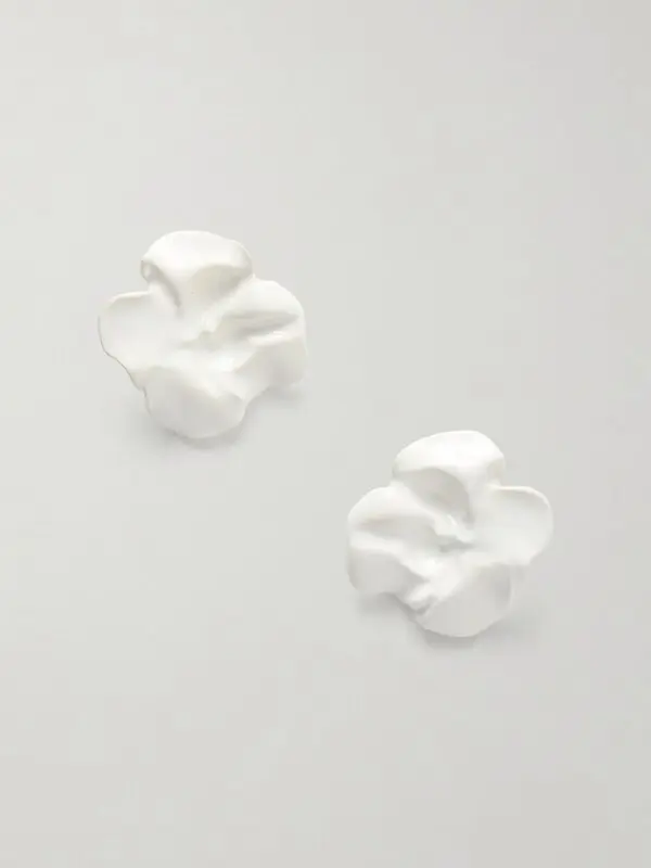 Completedworks Flower Silver-plated And Enamel Earrings - White