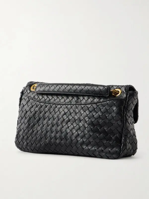 Bottega Veneta Madison Intrecciato Leather Shoulder Bag - Black
