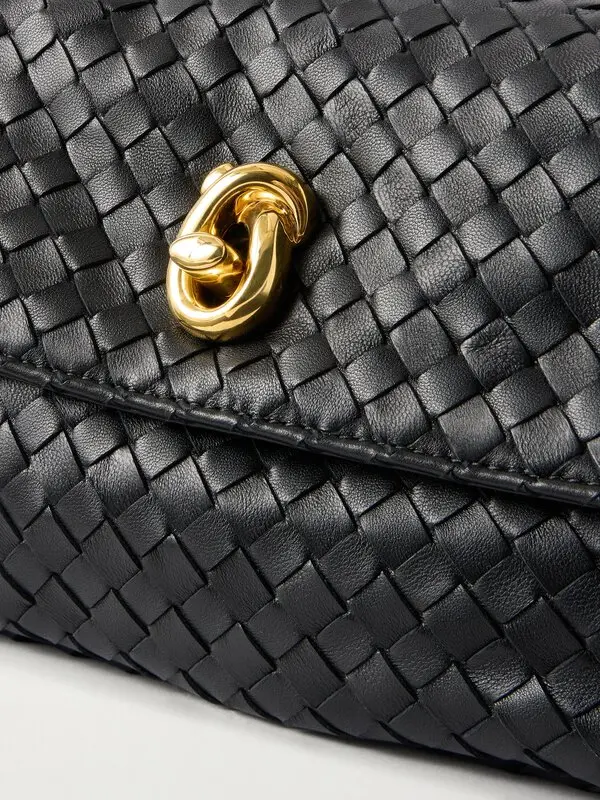 Bottega Veneta Madison Intrecciato Leather Shoulder Bag - Black