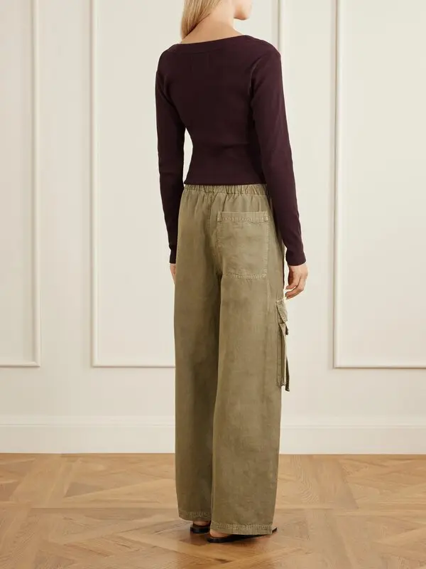 Citizens Of Humanity Andira Cotton And Linen Wide-leg Cargo Pants - Green