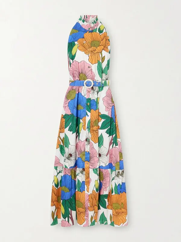 Borgo De Nor Biba Tiered Floral Cotton-poplin Maxi Dress - Multi