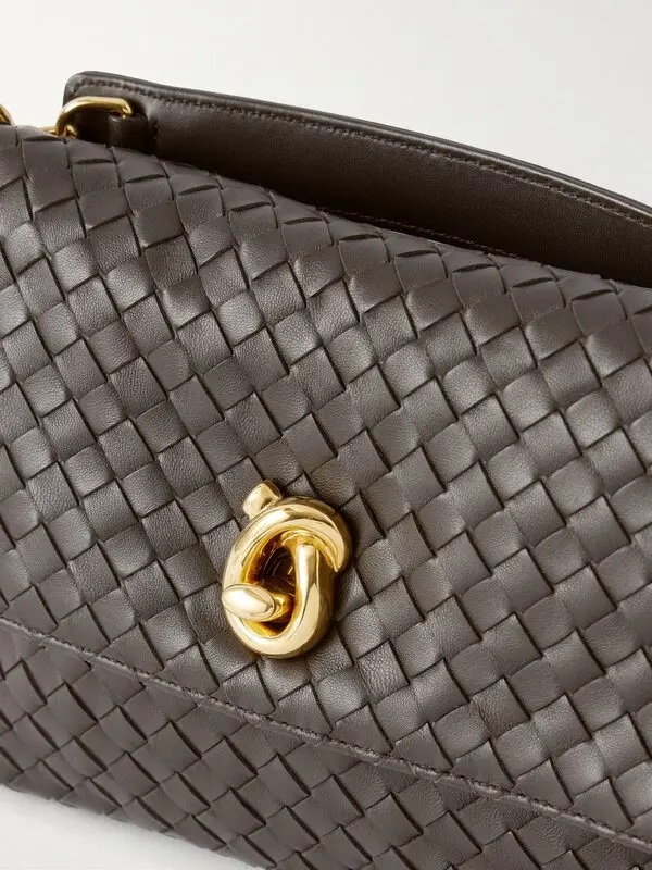 Bottega Veneta Madison Intrecciato Leather Shoulder Bag - Brown