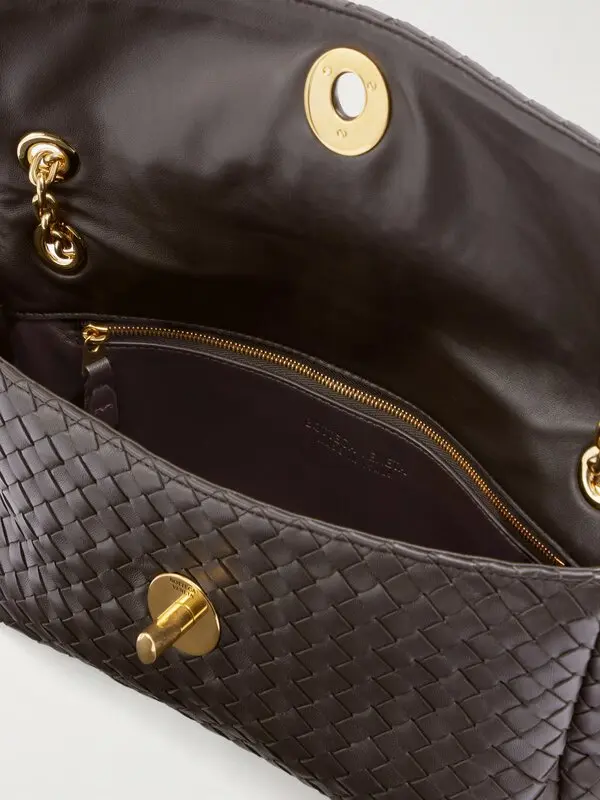 Bottega Veneta Madison Intrecciato Leather Shoulder Bag - Brown