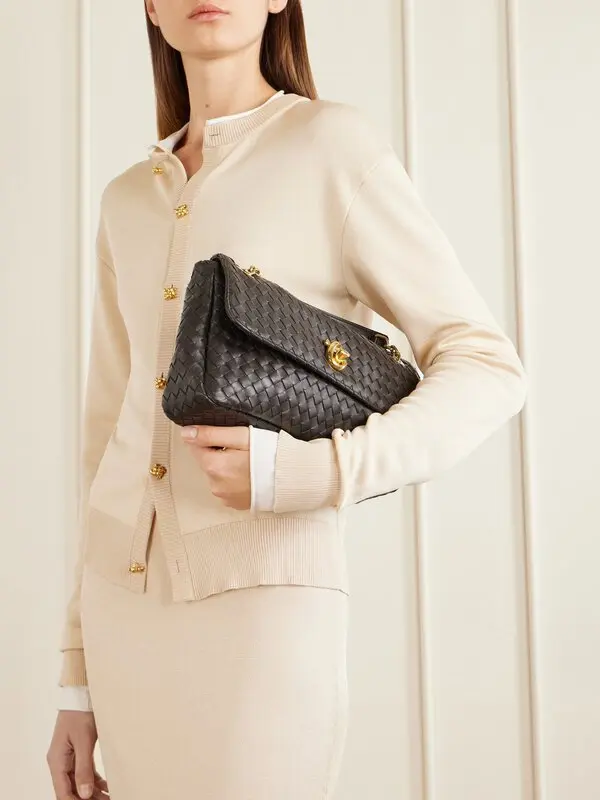 Bottega Veneta Madison Intrecciato Leather Shoulder Bag - Brown