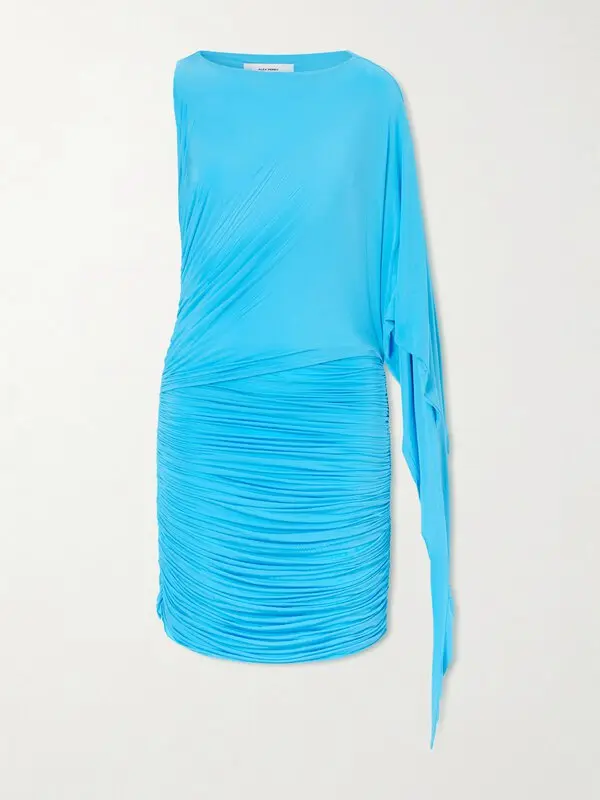 Alex Perry One-shoulder Draped Ruched Mini Dress