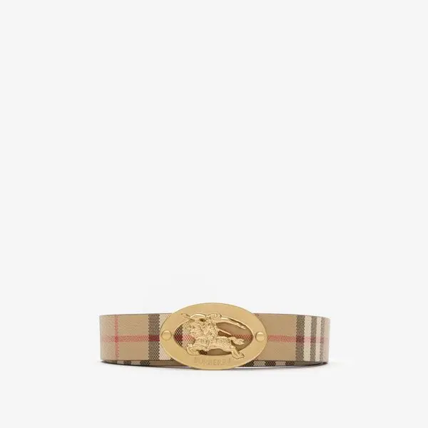 Burberry Reversible Check Knight Stamp Belt - Archive Beige/tobacco