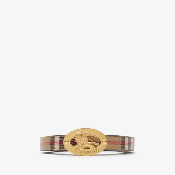 Burberry Thin Reversible Check Oval Belt - Archive Beige/tobacco Brown