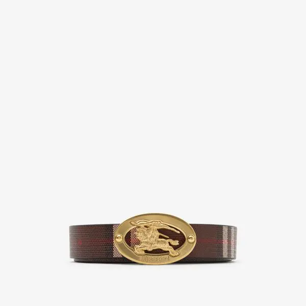 Burberry Thin Reversible Check Oval Belt - Chocolate Brown
