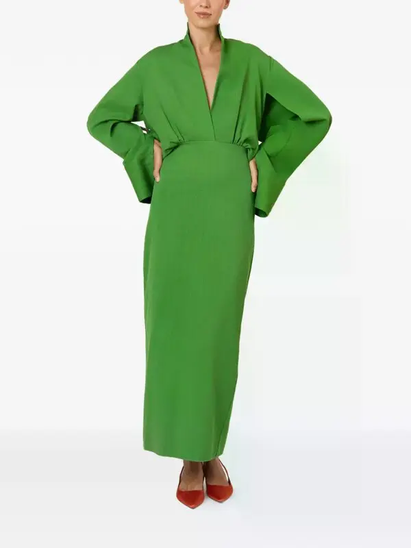 Rosie Assoulin V-neck Dress With Back Tie Detail - Green
