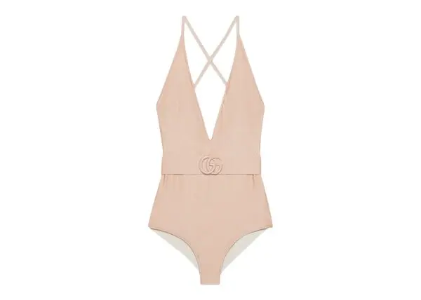 Gucci Sparking Jersey Double G Swimsuit - Ivory