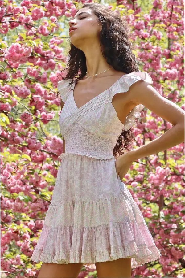 LoveShackFancy Made With Liberty Fabrics Presline Mini Dress - Petal Parade
