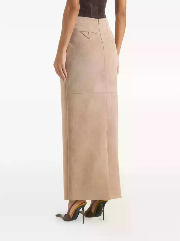 Manière De Voir Beige Suede Maxi Skirt With Adjustable Waist