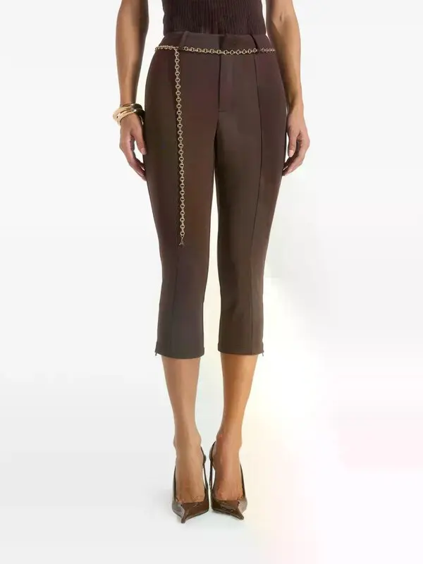 Manière De Voir Capri Leggings With Chain Detail - Brown