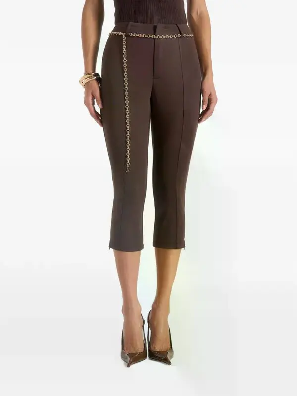 Manière De Voir Capri Leggings With Chain Detail - Brown