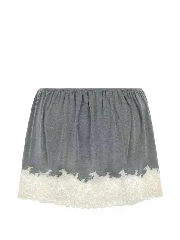 Miu Miu Silk Jersey Floral Lace Skirt