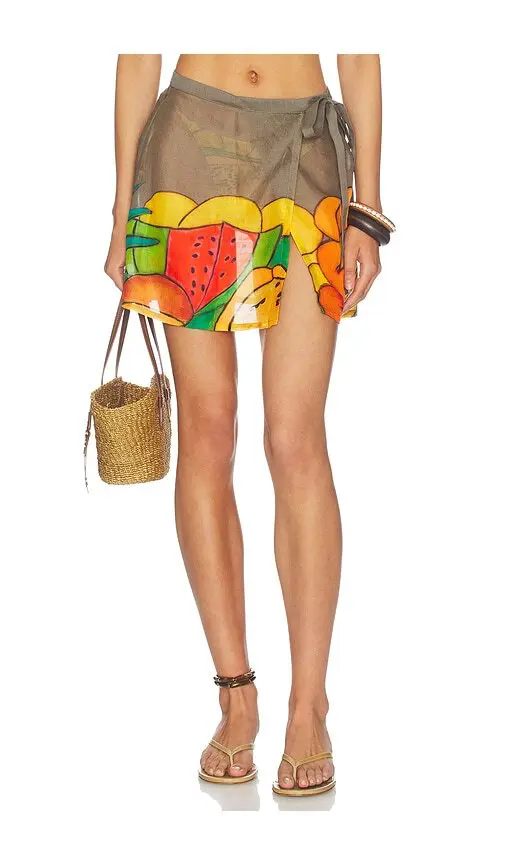 DONDE ESTEBAN Frutas Pareo Wrap Skirt - Gold & Multi