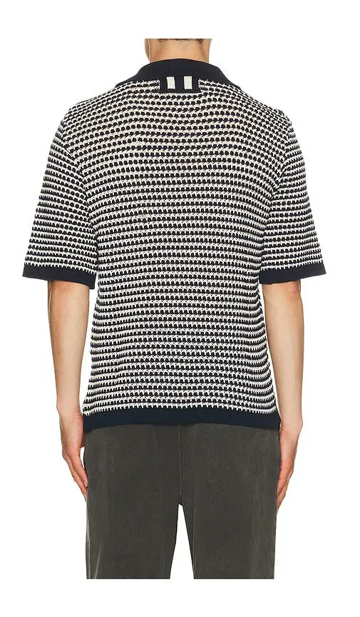 PEREGRINE Island Crochet Button Polo In Blue