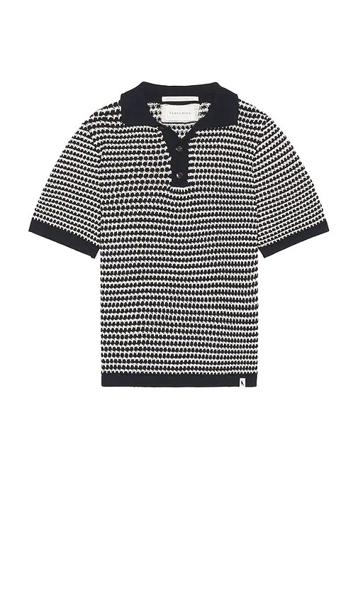 PEREGRINE Island Crochet Button Polo In Blue