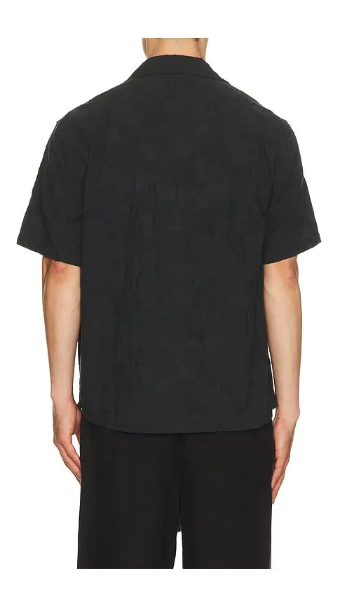 CORRIDOR Paisley Embroidery Short Sleeve Shirt - Black