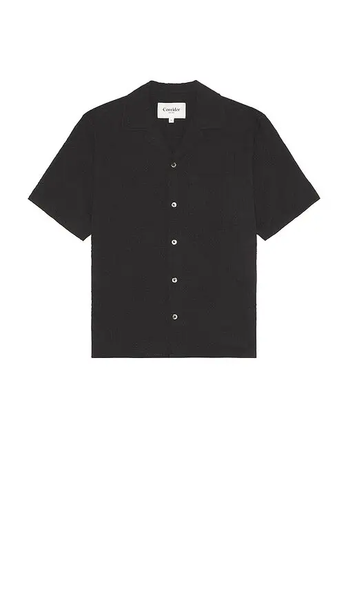 CORRIDOR Paisley Embroidery Short Sleeve Shirt - Black