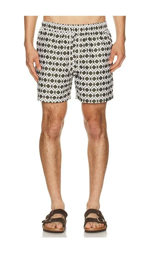 Oas Geometric Print Swim Shorts - Pine