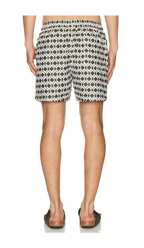 Oas Geometric Print Swim Shorts - Pine