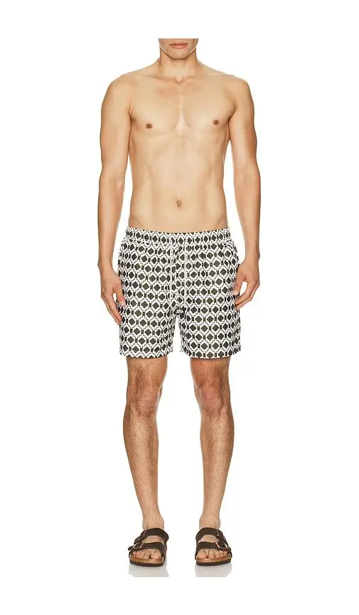 Oas Geometric Print Swim Shorts - Pine