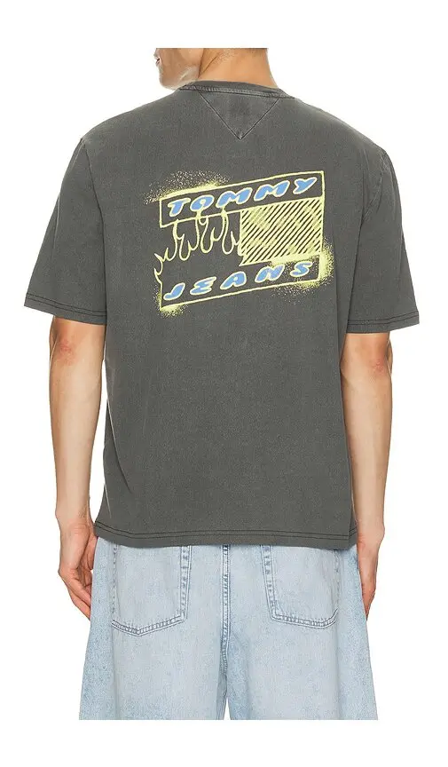 Tommy Hilfiger 90s Bubble Flag Tee In Charcoal