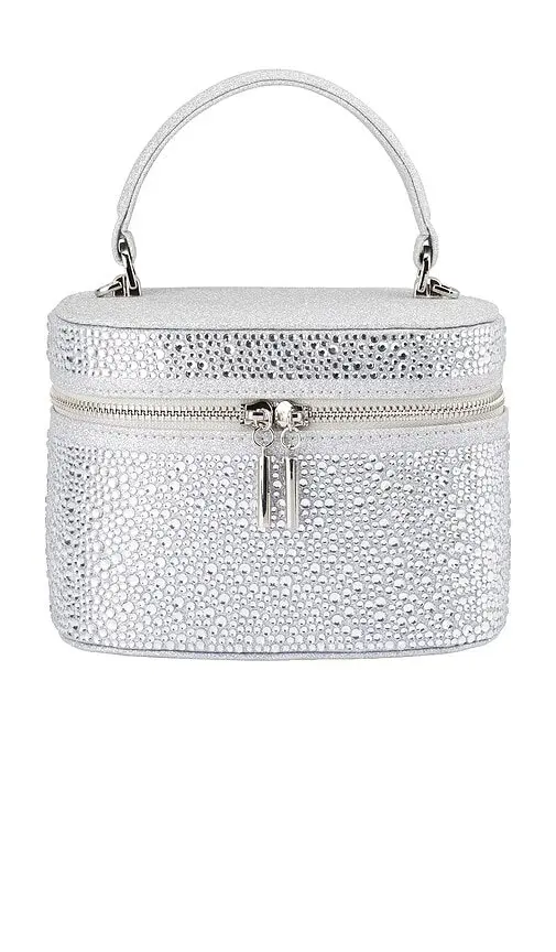 OLGA BERG Beckie Crystal Embellished Zip Top Bag - Silver