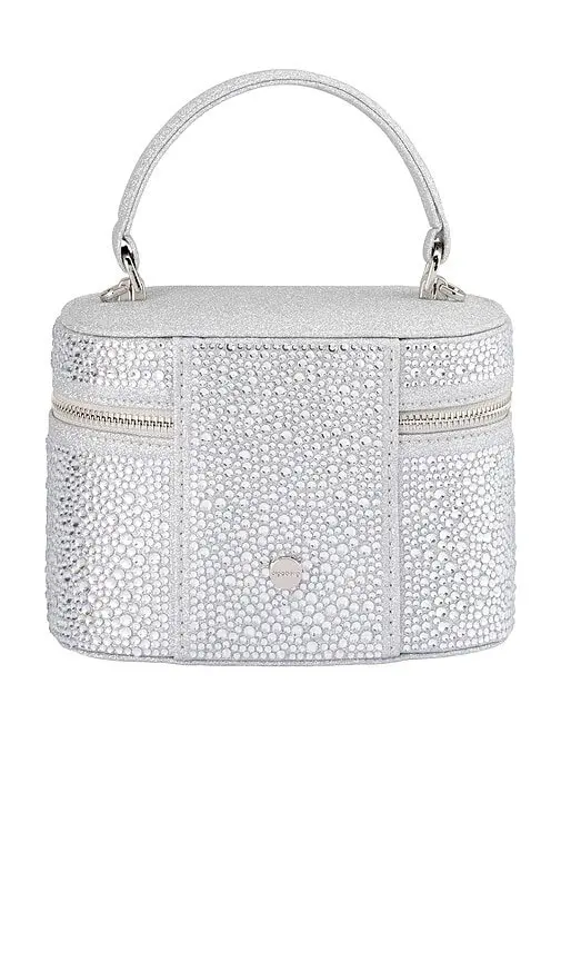 OLGA BERG Beckie Crystal Embellished Zip Top Bag - Silver
