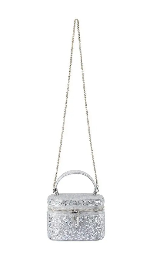 OLGA BERG Beckie Crystal Embellished Zip Top Bag - Silver