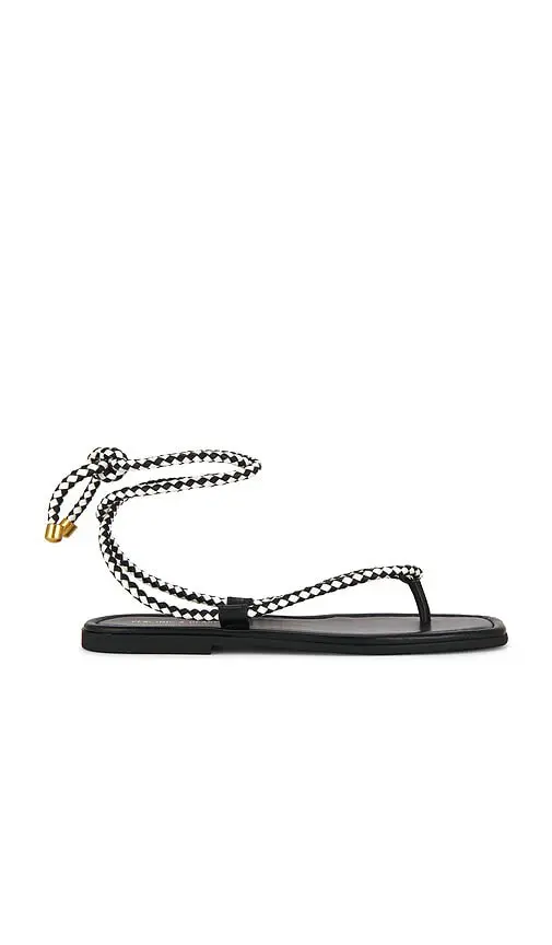 Veronica Beard Carmina Woven Cord Sandal - Black & Coconut
