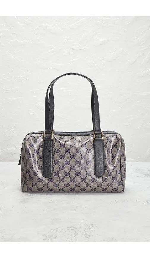 FWRD RENEW Gucci Boston Bag With Monogram And Leather Trim