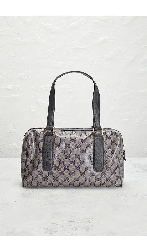 FWRD RENEW Gucci Boston Bag With Monogram And Leather Trim