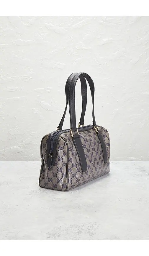 FWRD RENEW Gucci Boston Bag With Monogram And Leather Trim