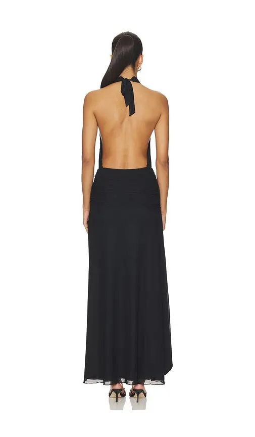 TIGER MIST Halterneck Maxi Dress With Lace Trim And Slit