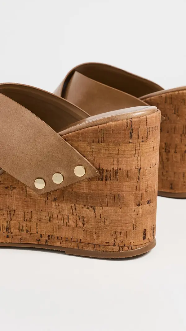 Schutz Serena Leather Wedge Sandals With Cork Midsole - Sonora