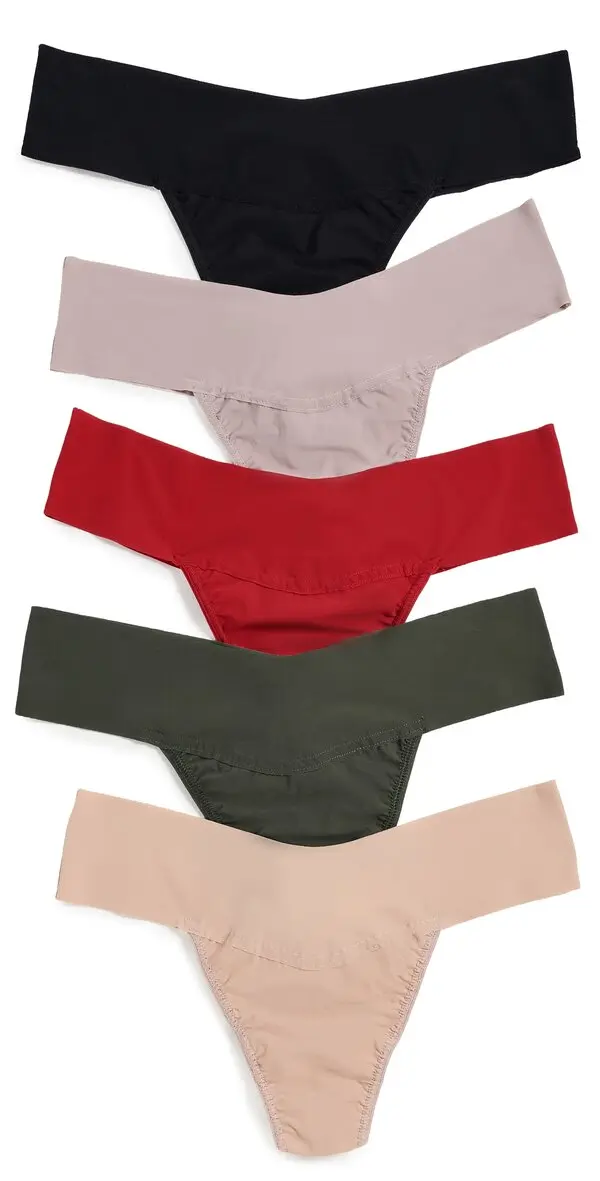 Hanky Panky Natural Rise Thong Five Pack - Multi