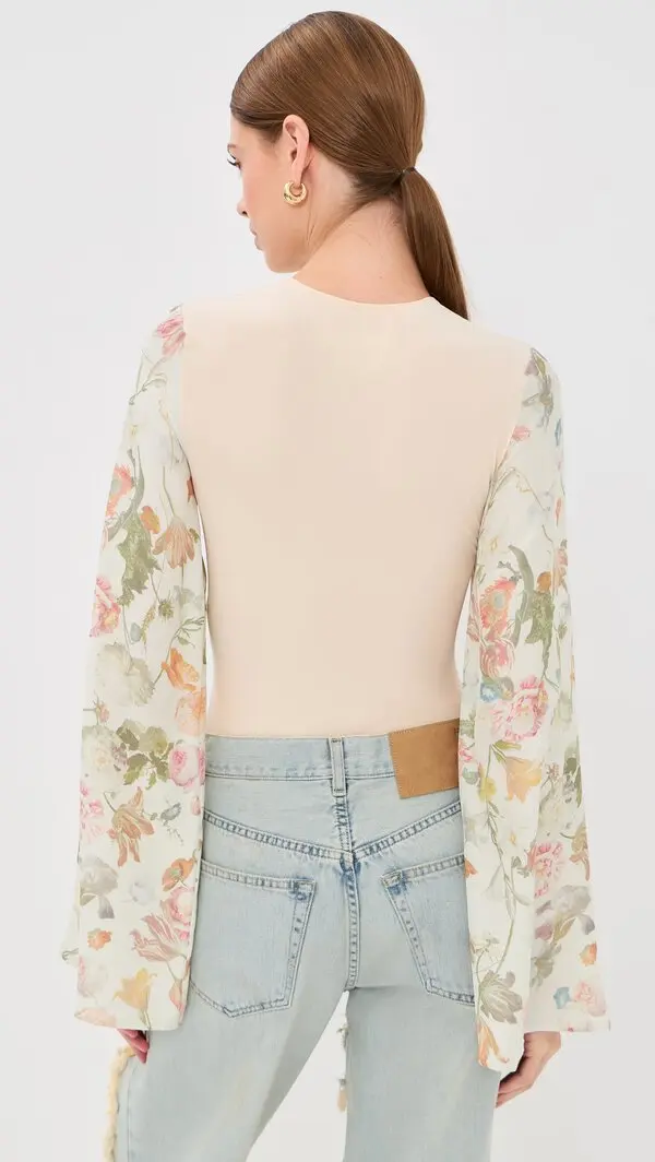 MAISON MARGIELA Floral Bell Sleeve Bodysuit