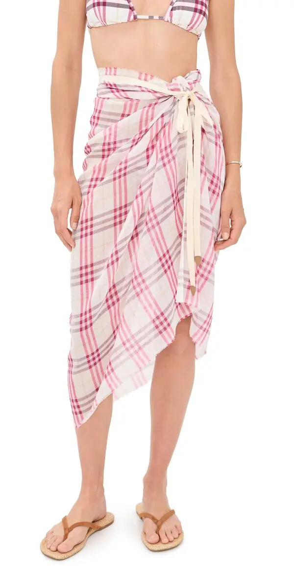 Burberry Check Cotton Sarong - Aubergine Purple