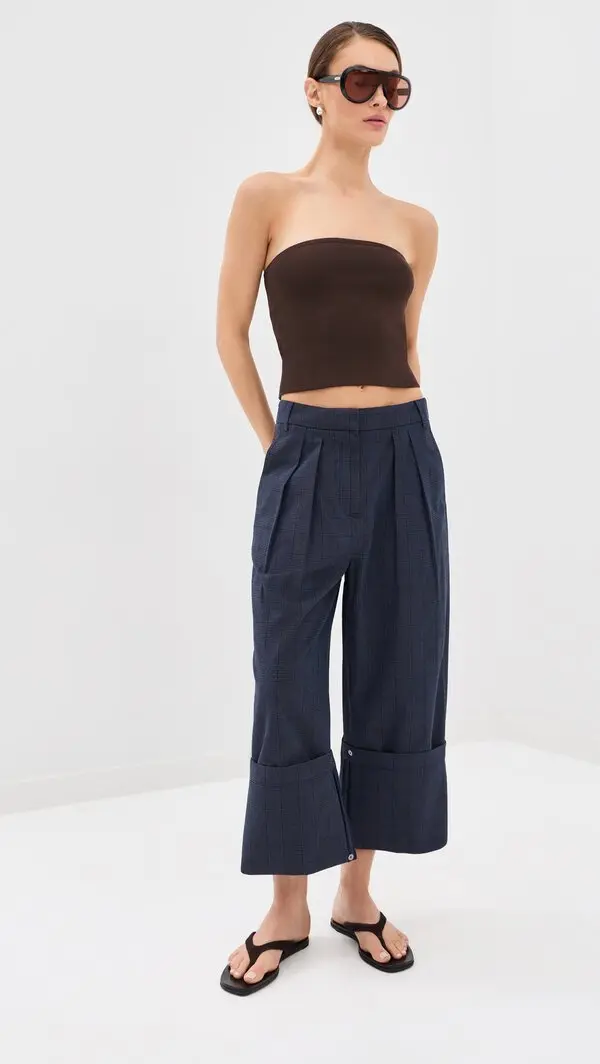 Tibi Stella Menswear Crepon Full Length Pants