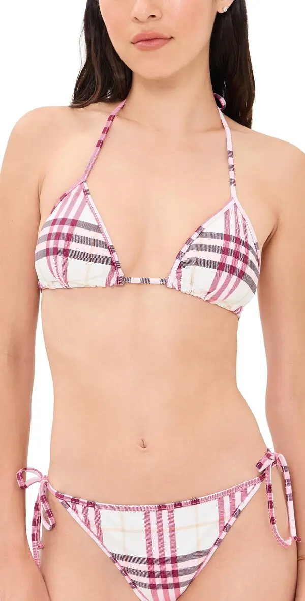 Burberry Sadie Check Halterneck Bikini Top - Aubergine Purple