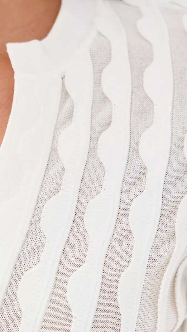 Simkhai Mallorie Scalloped Knit Polo Top